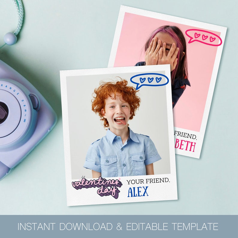 Valentine's Day Photo Card Printable | Valentine Polaroid Picture ...