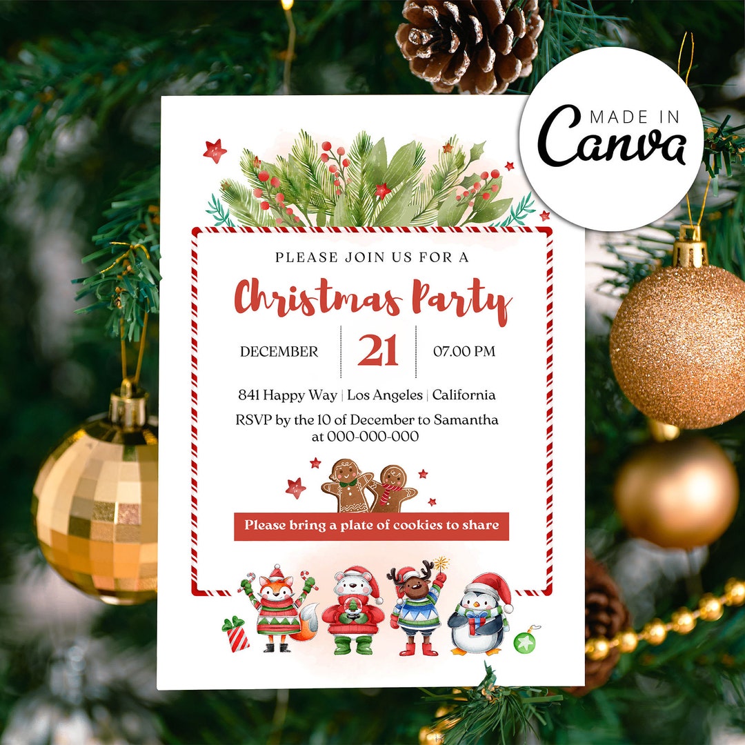 Editable Christmas Party Invitation Kids Holiday Party Invitation ...