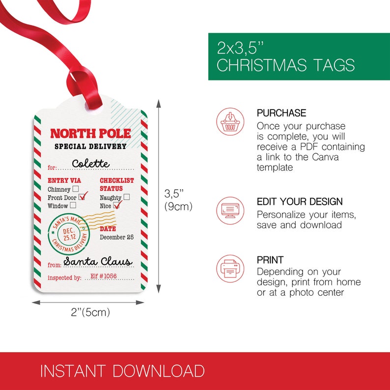 Editable North Pole Christmas Gift Tag | Instant Download | Editable ...