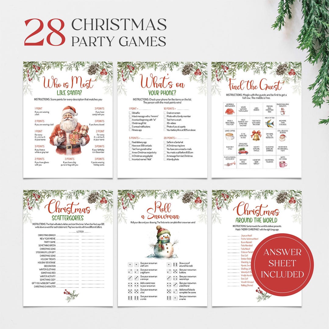 Christmas Party Games Bundle, Printable Christmas Games, Fun Christmas ...