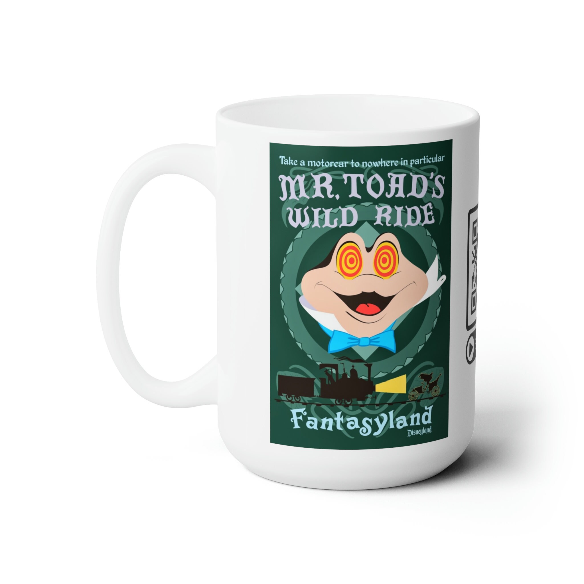 Mr. Toad's Wild Ride QR Code Vintage Disneyland Attraction Poster Mug ...