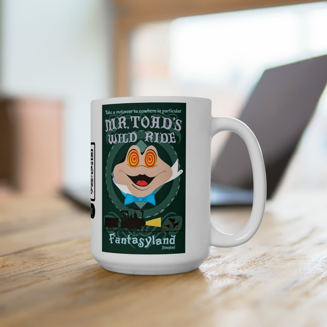 Mr. Toad's Wild Ride QR Code Vintage Disneyland Attraction Poster Mug ...