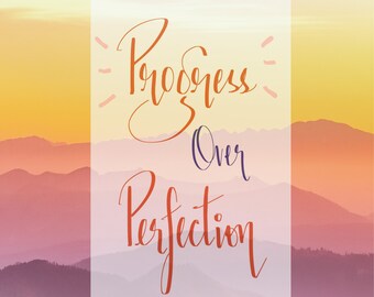 Progress Over Perfection Sublimation PNG Design Boho Floral Arrow ...