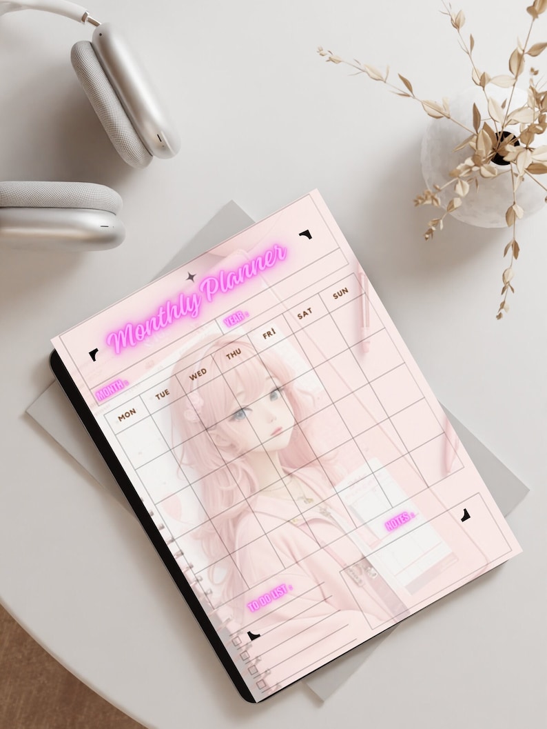 Pink Cute Anime Planner Package, Printable Undated Anime Daily Weekly ...