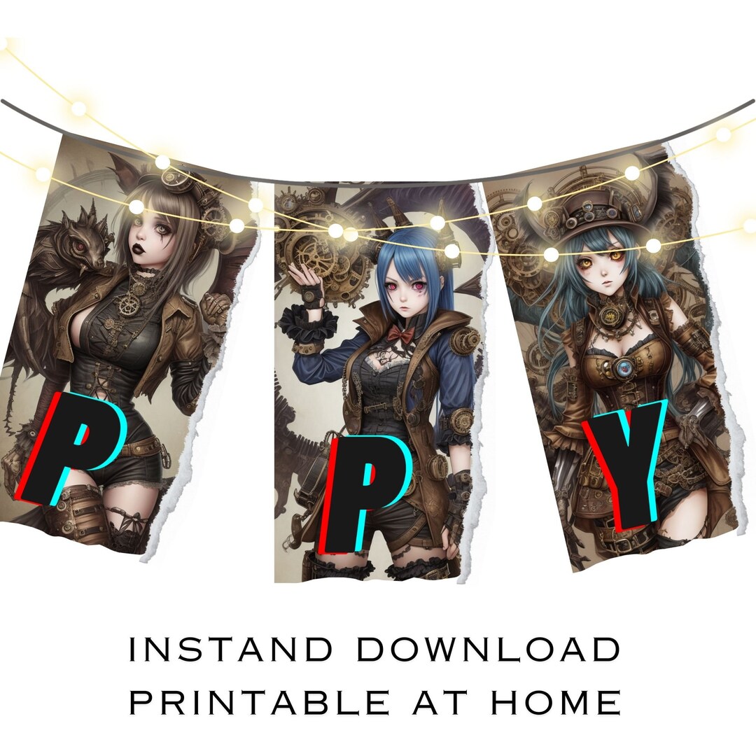 Printable Gothic Girl Birthday Banner, Dark Academia Birthday Decor ...
