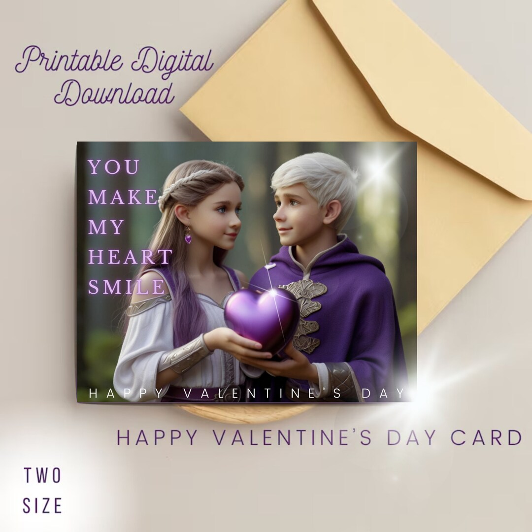 Anime Printable Valentine's Day Greeting Card, Downloadable Card ...