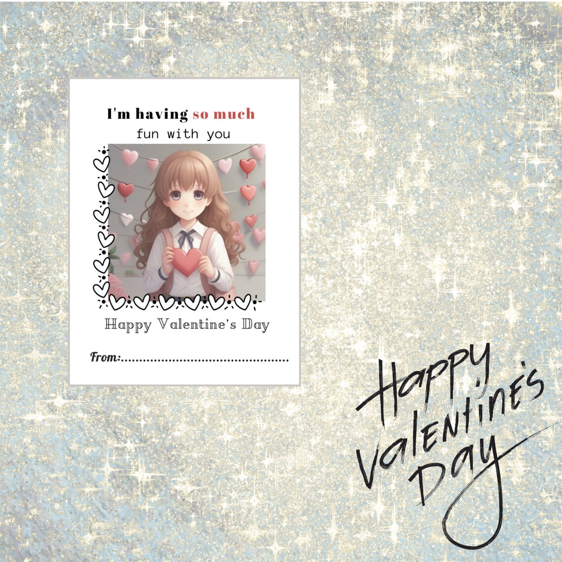 Preschool Soft Anime Valentine's Cards for Kids & Classroom Printable ...