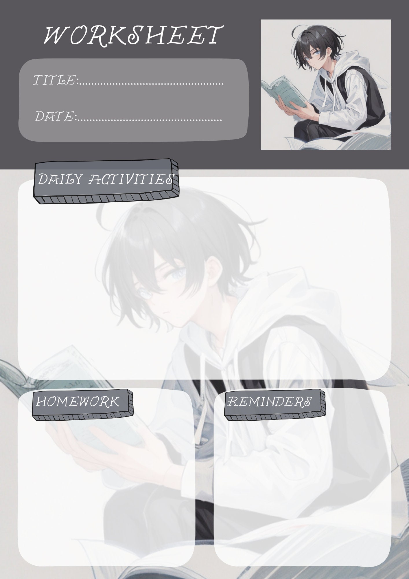 MANGA Planner Pack for Manga Lovers, Weekly Planner & Worksheet and ...