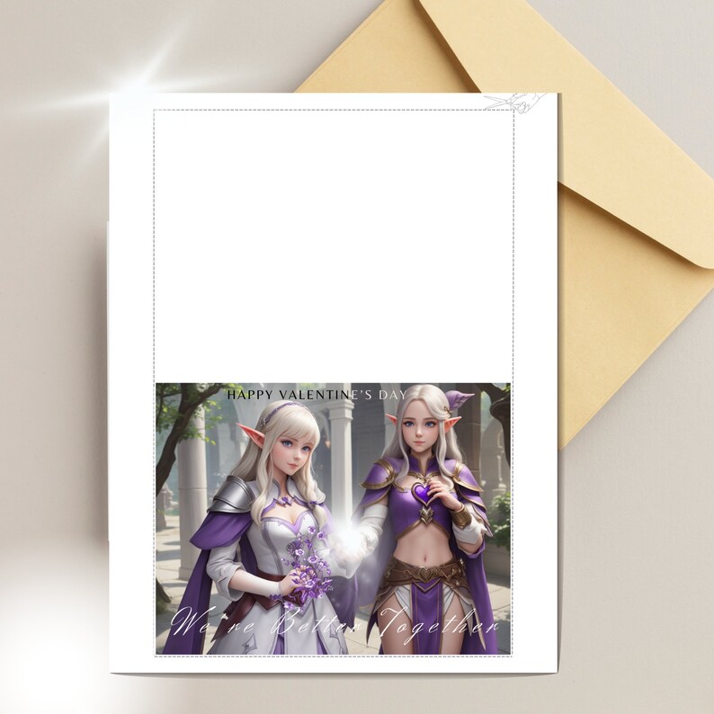 LGBTQ Pride ELF Anime Printable Valentine's Day Greeting Card ...