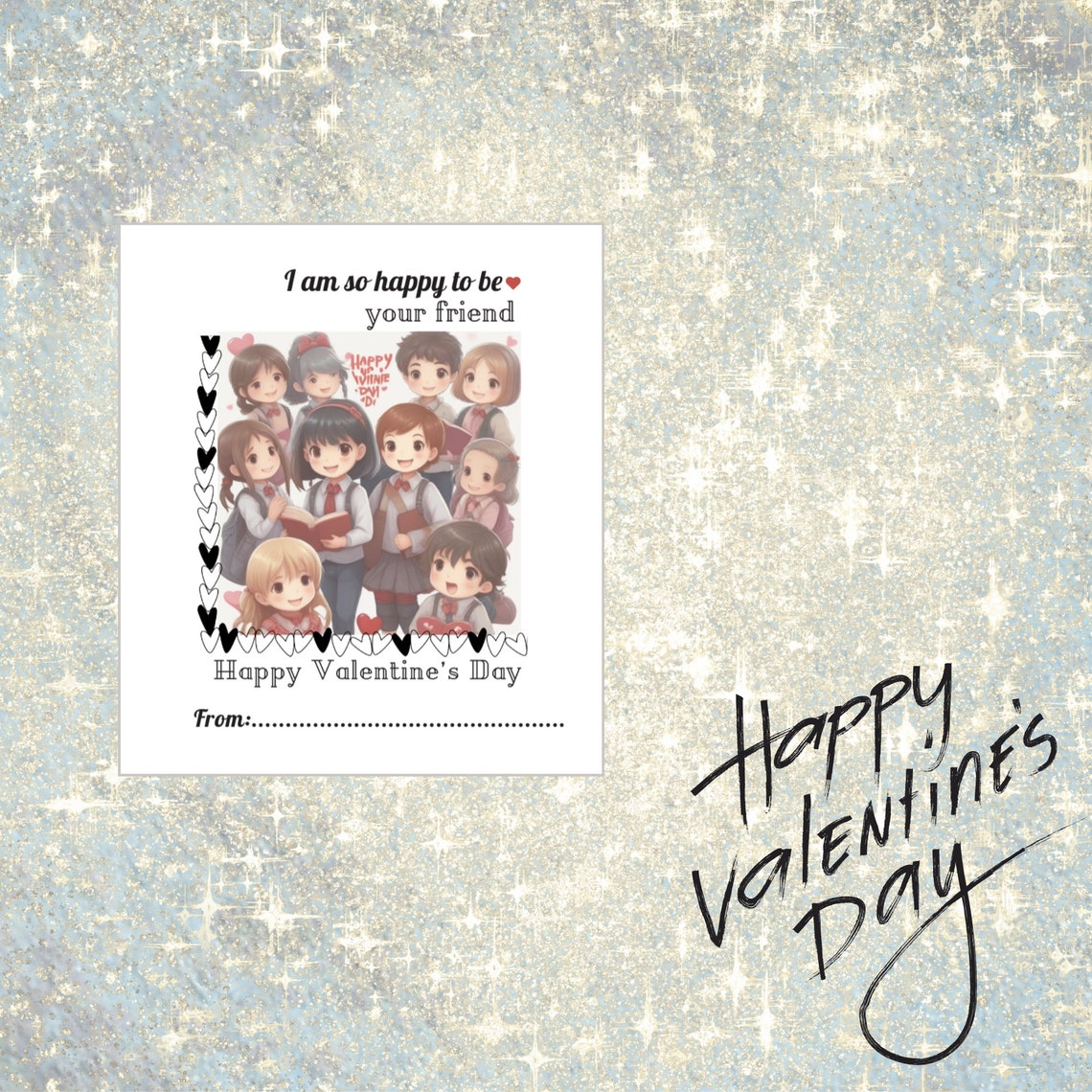 Preschool Soft Anime Valentine's Cards for Kids & Classroom Printable ...