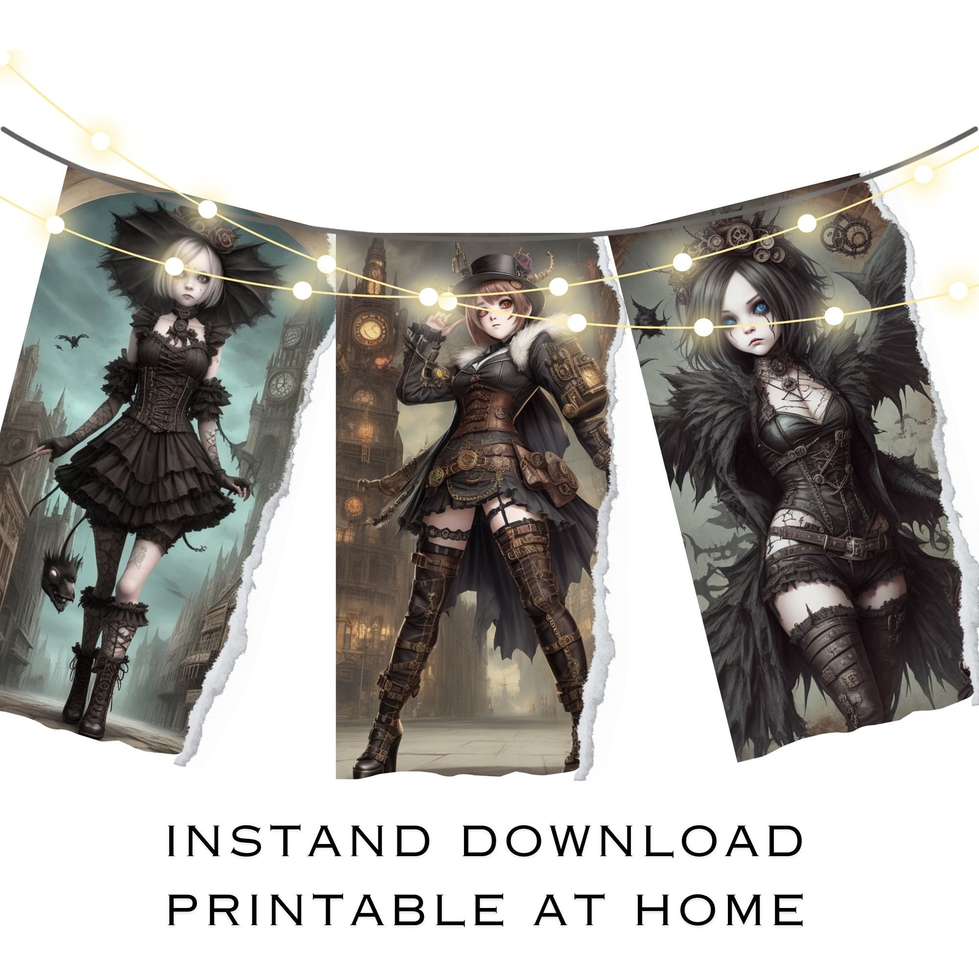 Printable Gothic Girl Birthday Banner, Dark Academia Birthday Decor ...