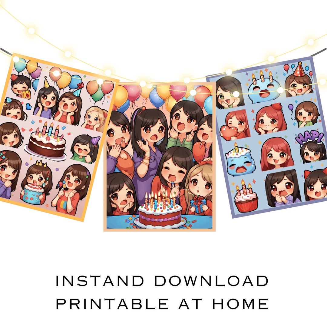 Printable Anime Birthday Banner for Kids, Cute Anime Birthday Card ...