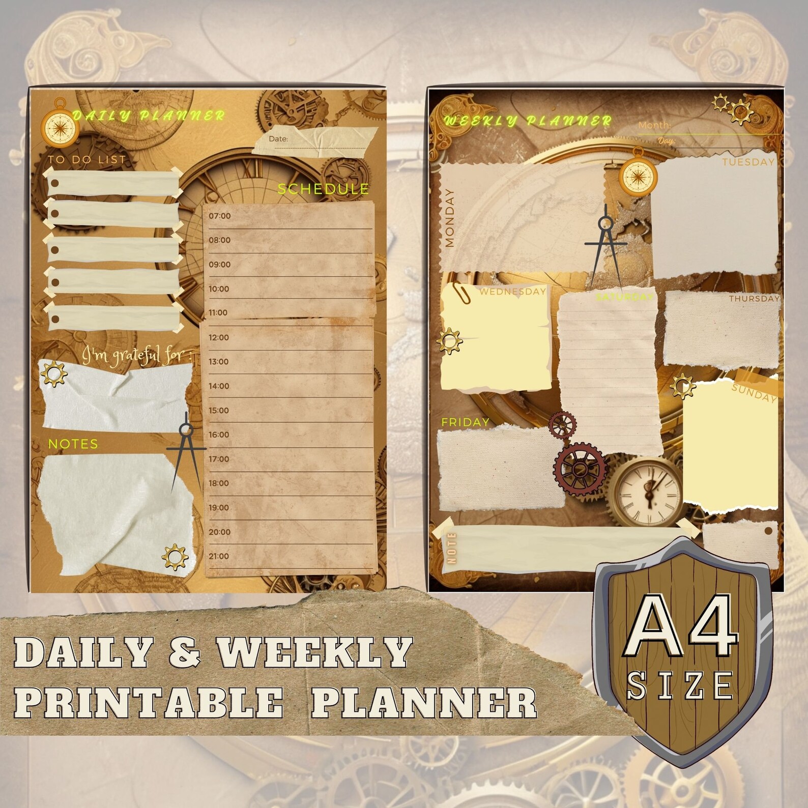 Fantasy Planner Kit for Student, Printable Vintage Parchment Daily ...