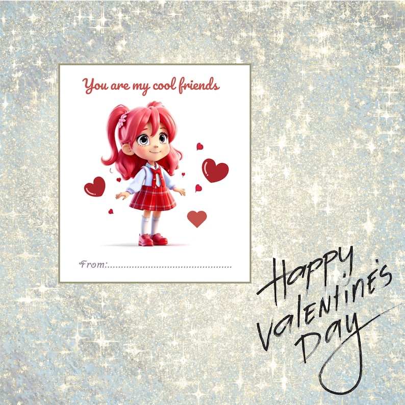 Preschool Printable Anime Valentine's Cards for Classmates and Kids ...