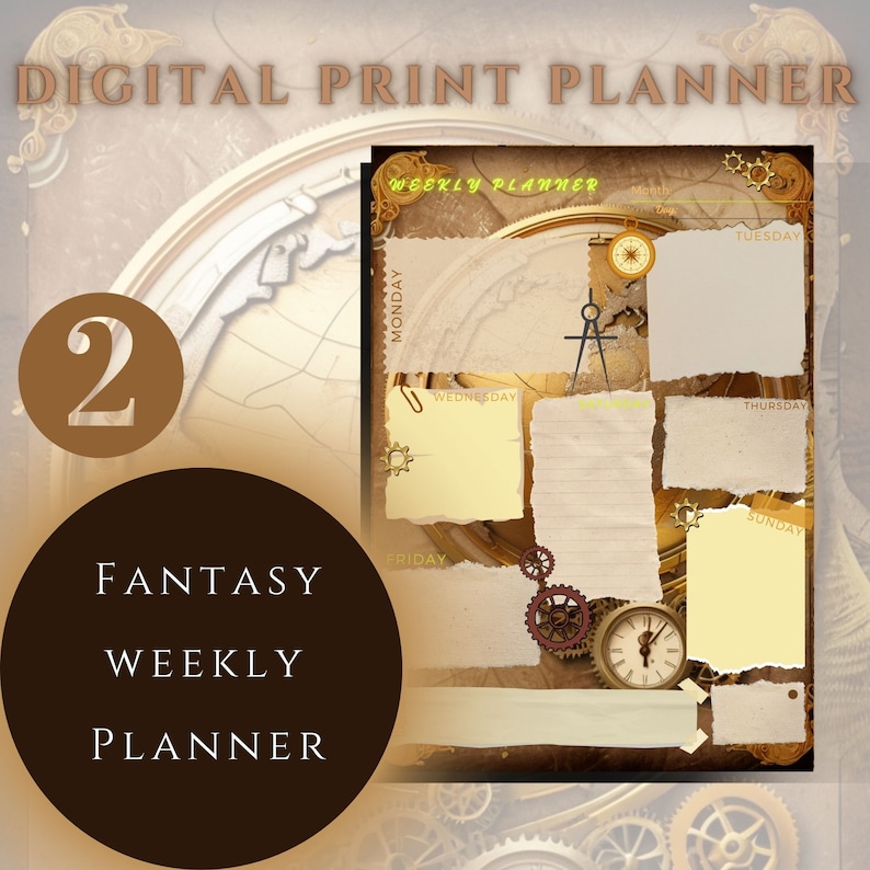 Fantasy Planner Kit for Student, Printable Vintage Parchment Daily ...