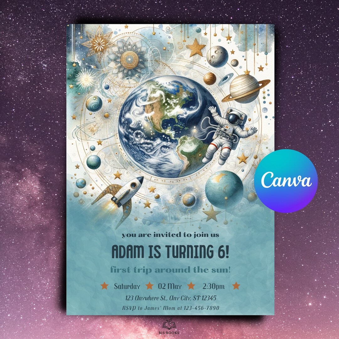 Astronaut Birthday Invitation Outer Space Birthday Invite Template ...