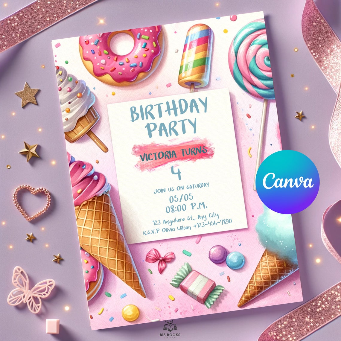 Candy Birthday Invitation Sweet Treats Editable Candy-themed Invite ...