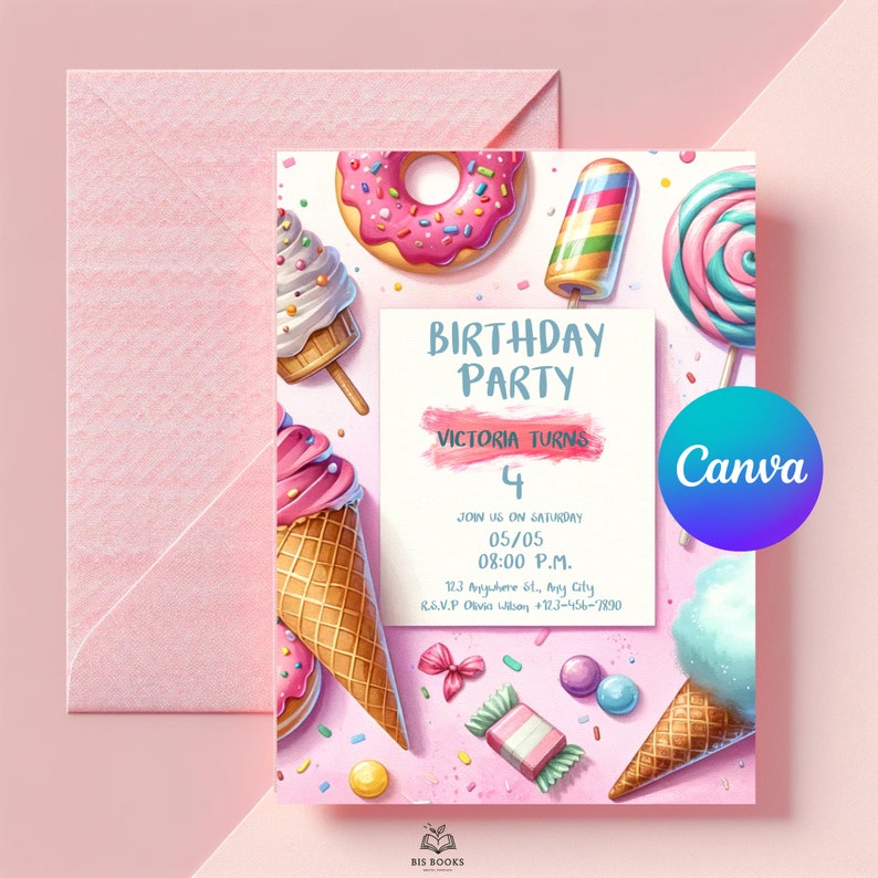 Candy Birthday Invitation Sweet Treats Editable Candy-themed Invite ...
