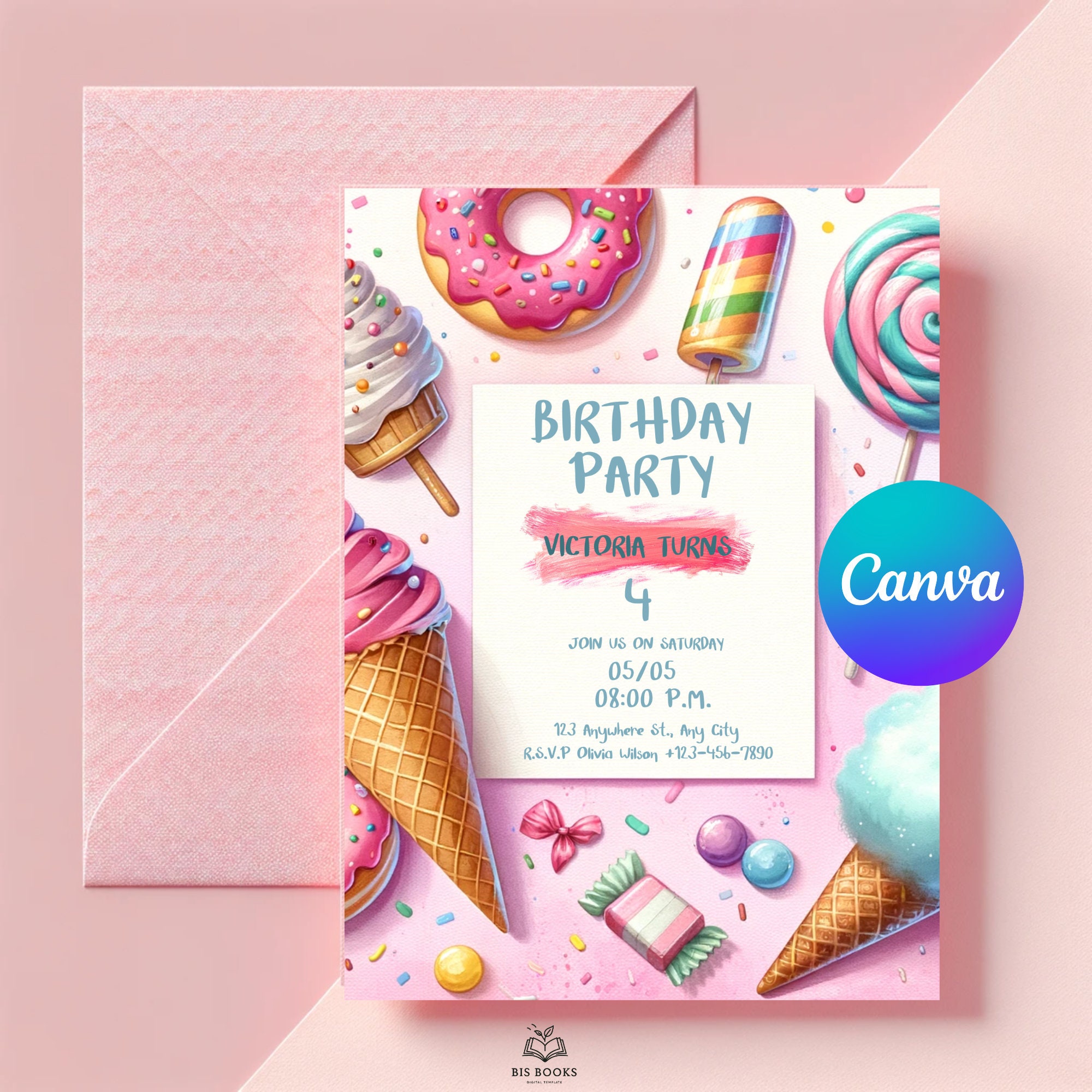 Candy Birthday Invitation Sweet Treats Editable Candy-themed Invite ...