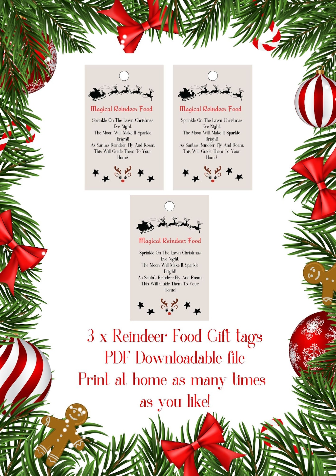 Magical Reindeer Food, Printable Christmas Tags. Printable Cute ...