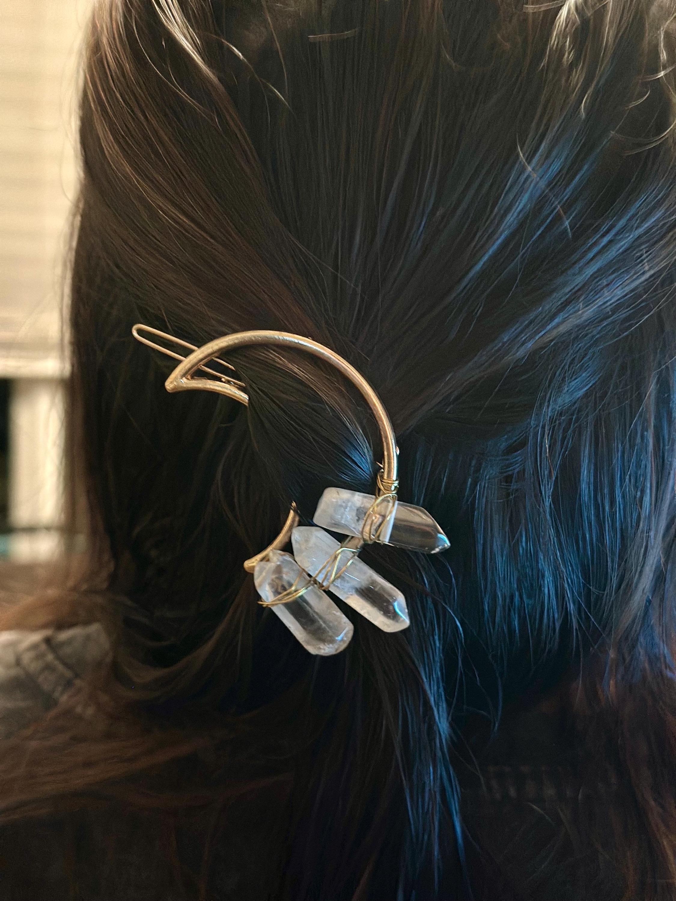 Crystal Moon Hair Clip - Etsy