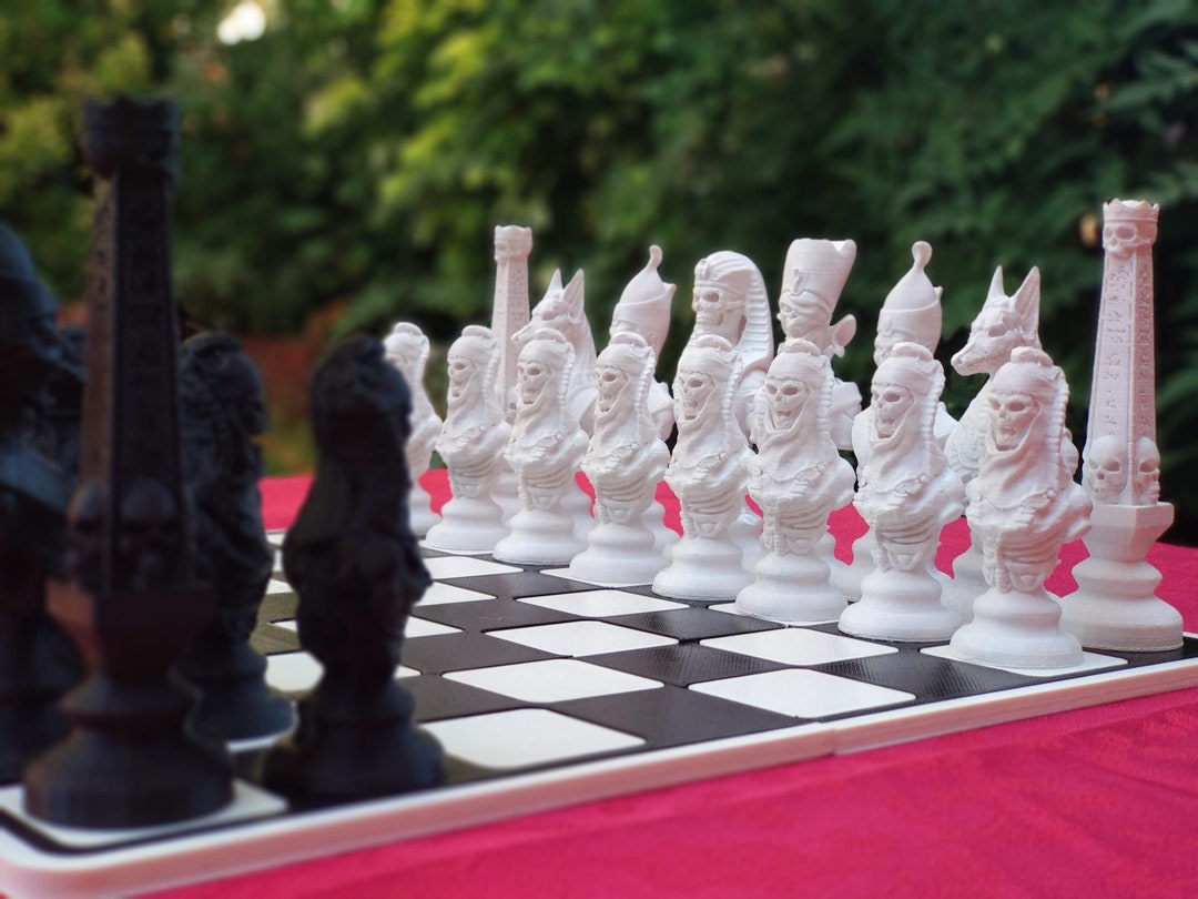 NEW Special Chess: Undead Egyptian Chess Set (black & White) With ...