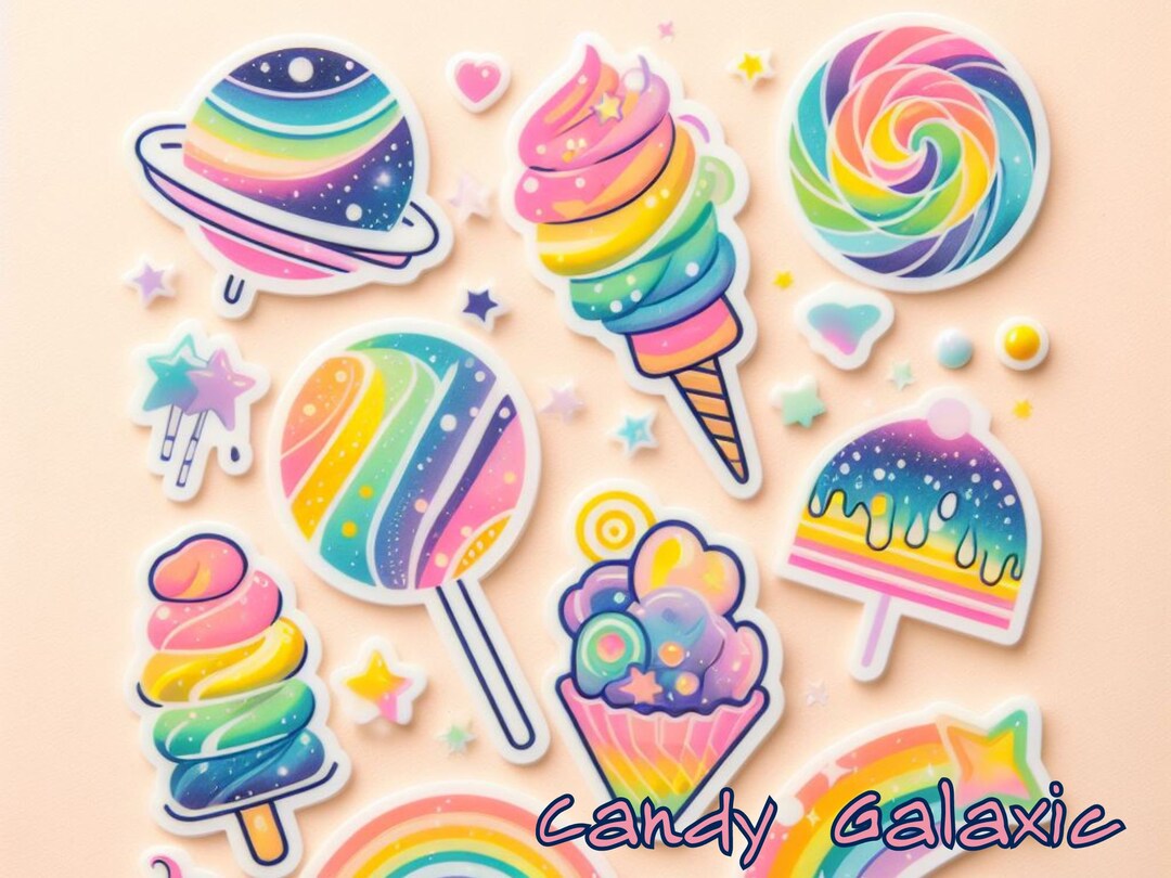 Galactic Sweet Mix Pastel Color Stickers PNG File,celestial Confections ...