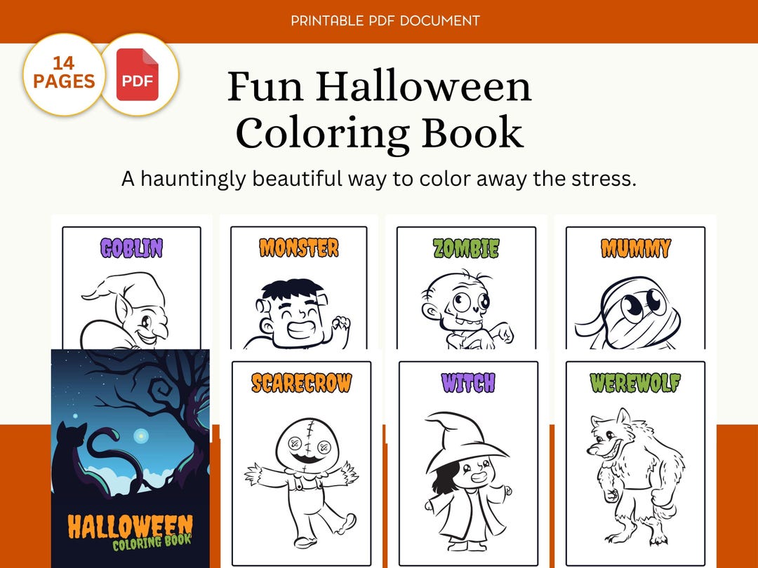 Spooky Cute Halloween Coloring Pages | Printable Coloring Book for Kids ...