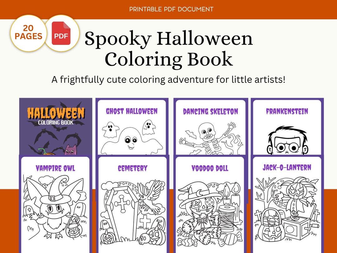Printable Spooky Halloween Coloring Book for Kids (PDF) - Etsy