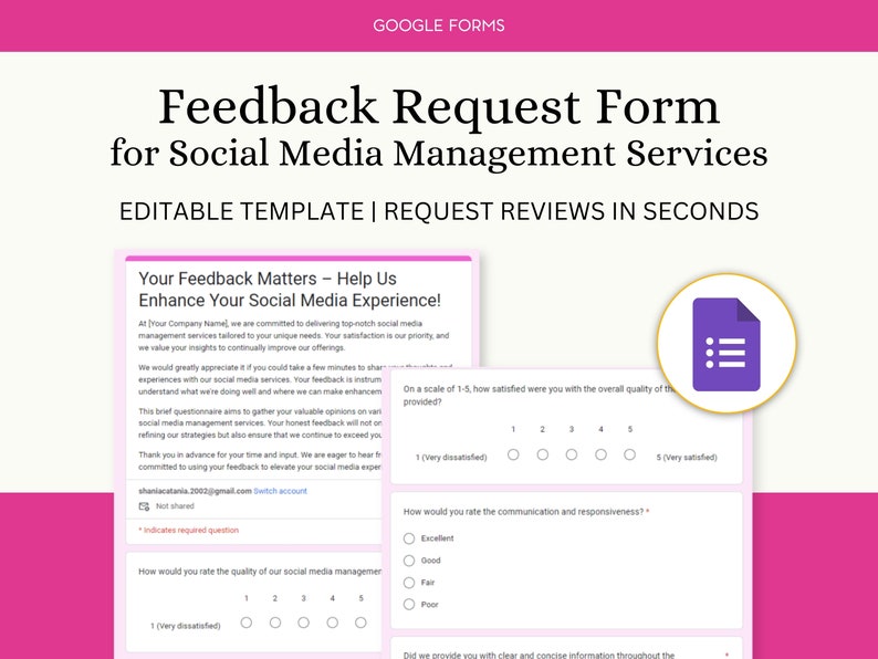 Customizable Social Media Review Form - Google Form Template for ...