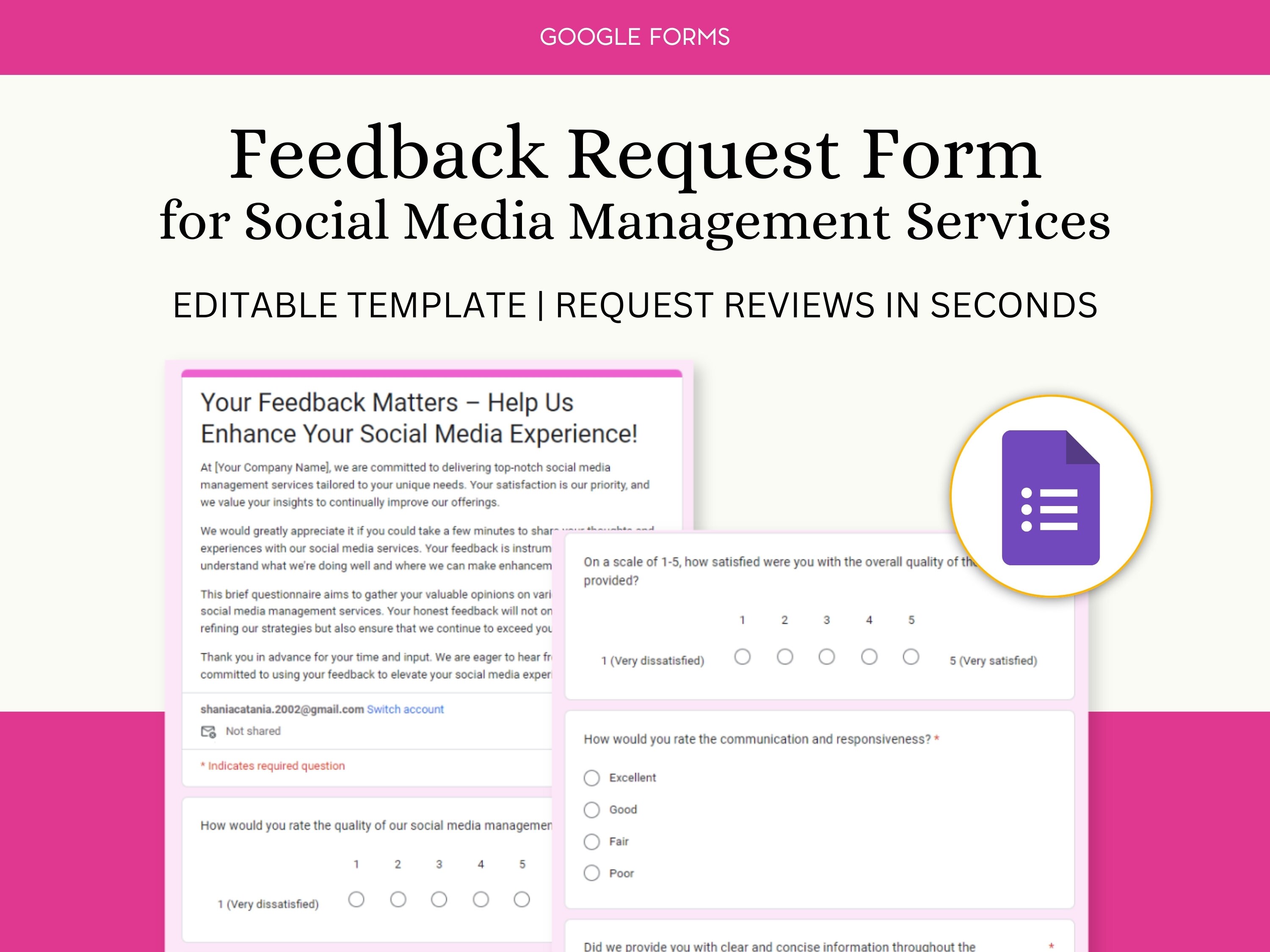 Customizable Social Media Review Form - Google Form Template for ...