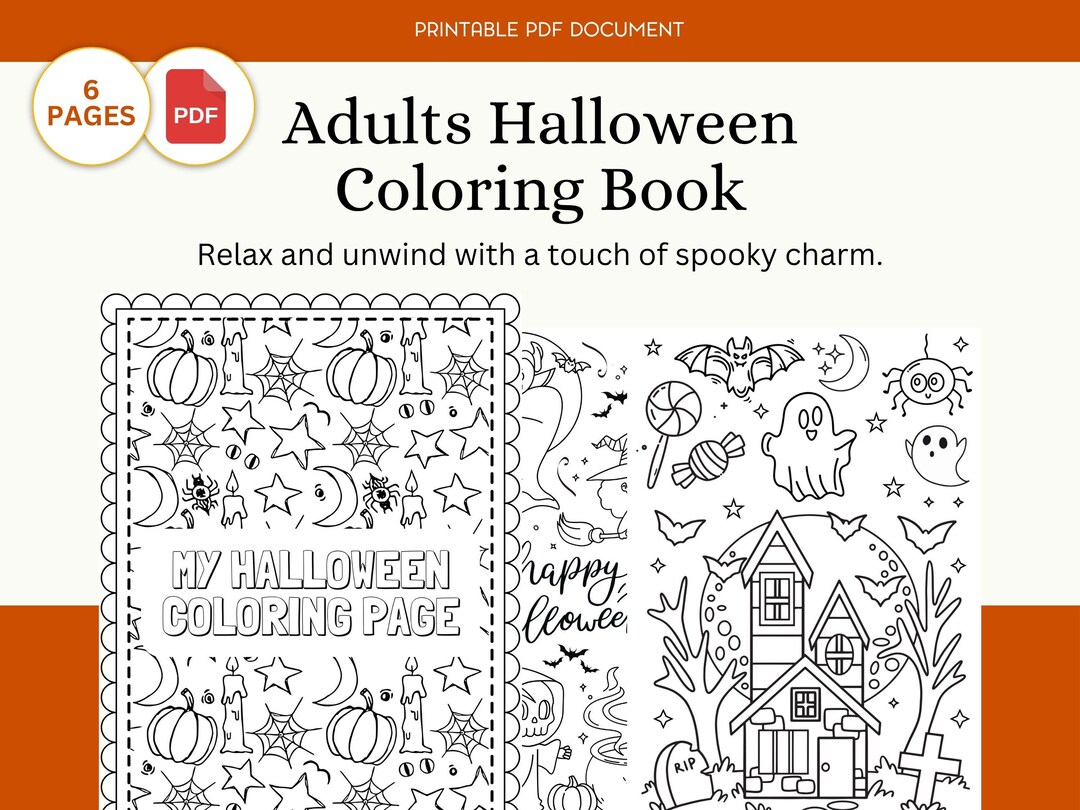 Halloween Coloring Book for Adults: Spooky Fun (PDF) - Etsy