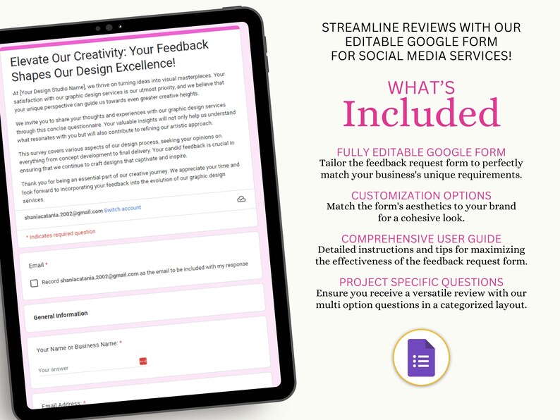 Customizable Graphic Design Feedback Form Google Forms Template for ...