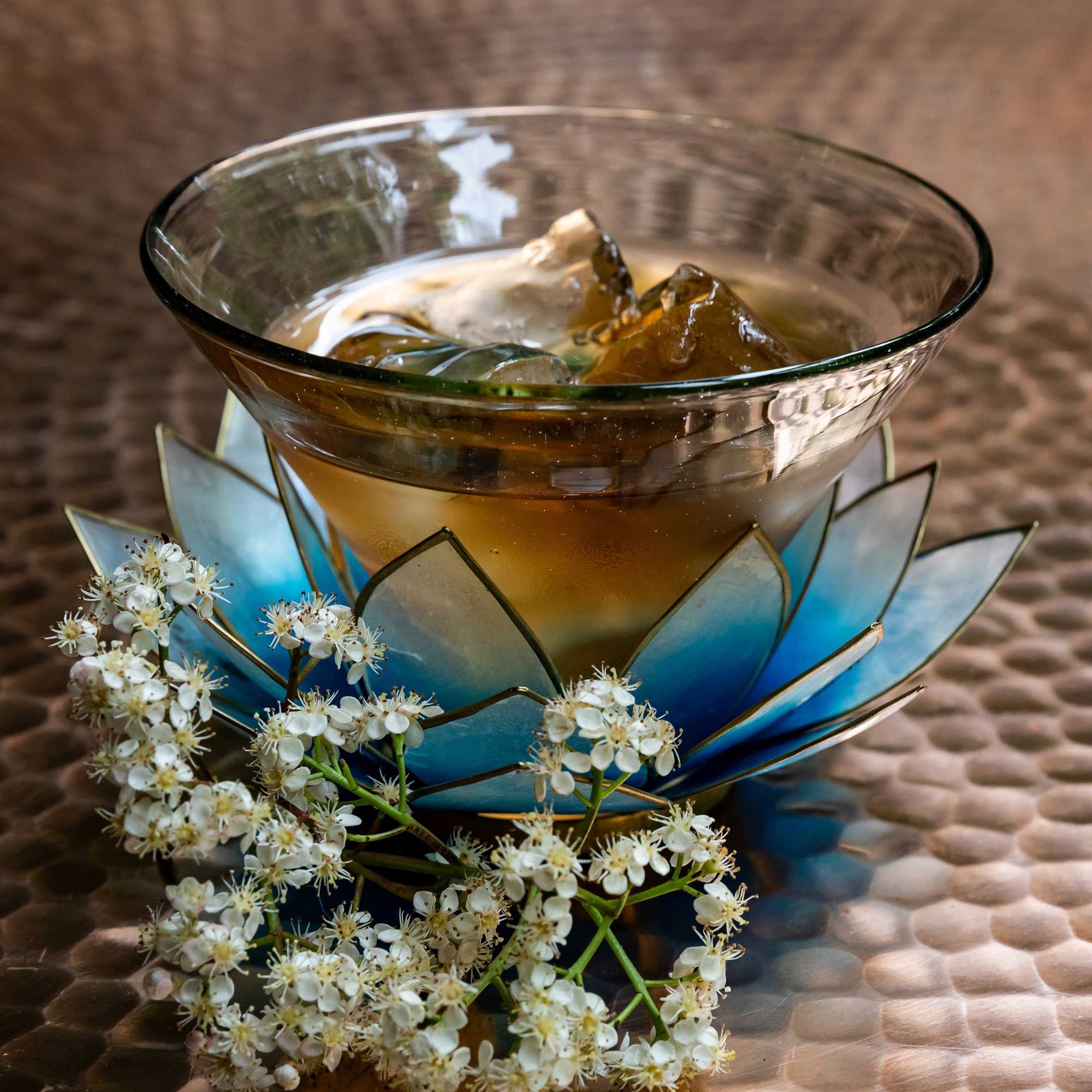 Lotus Flower Cocktail Glass Blue - Etsy