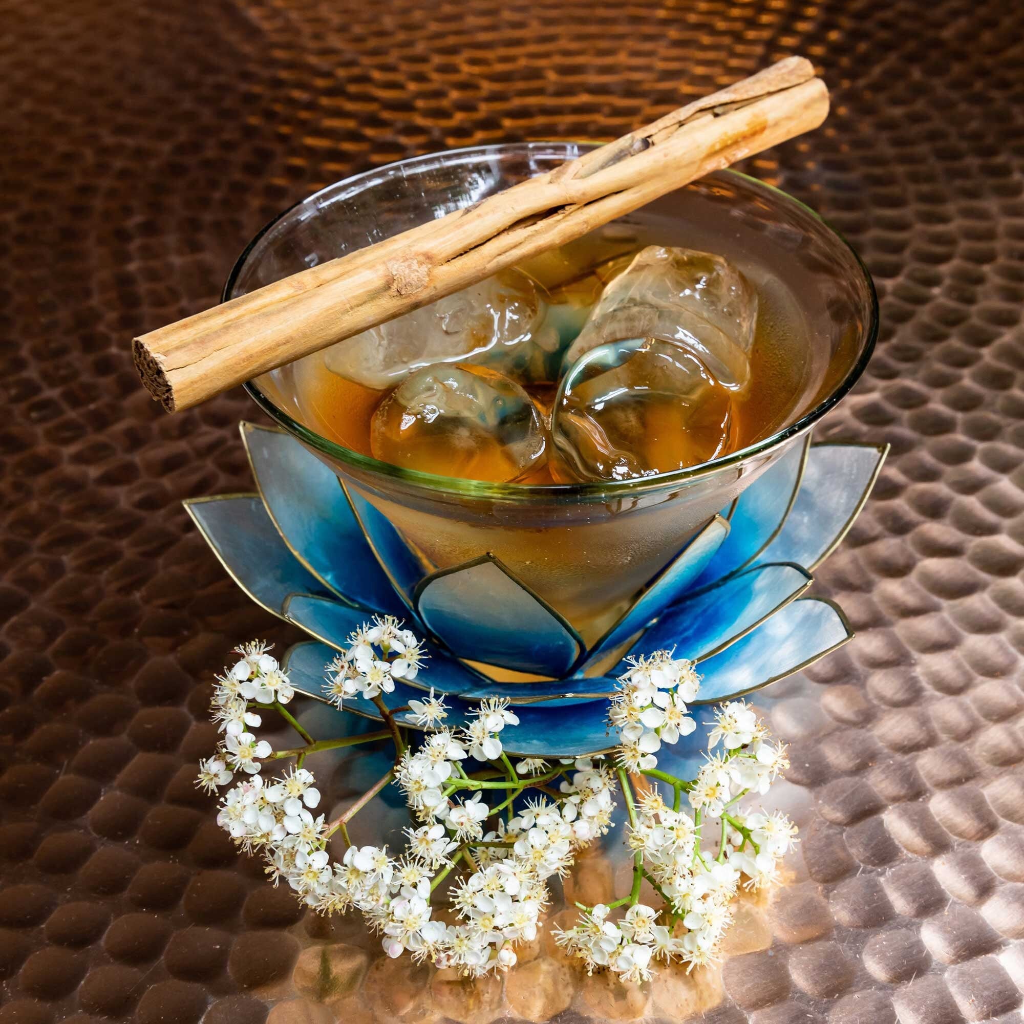 Lotus Flower Cocktail Glass Blue - Etsy