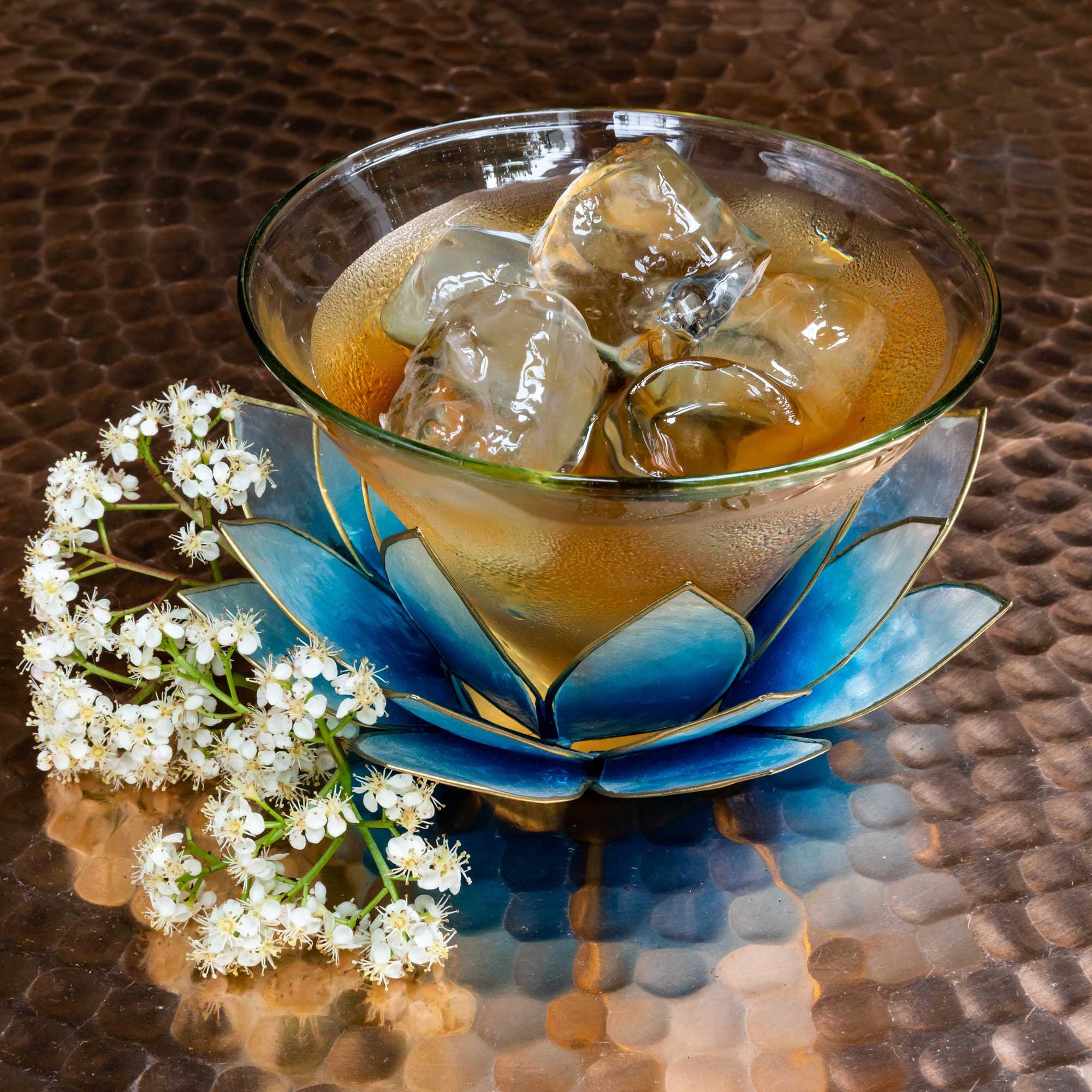 Lotus Flower Cocktail Glass Blue - Etsy