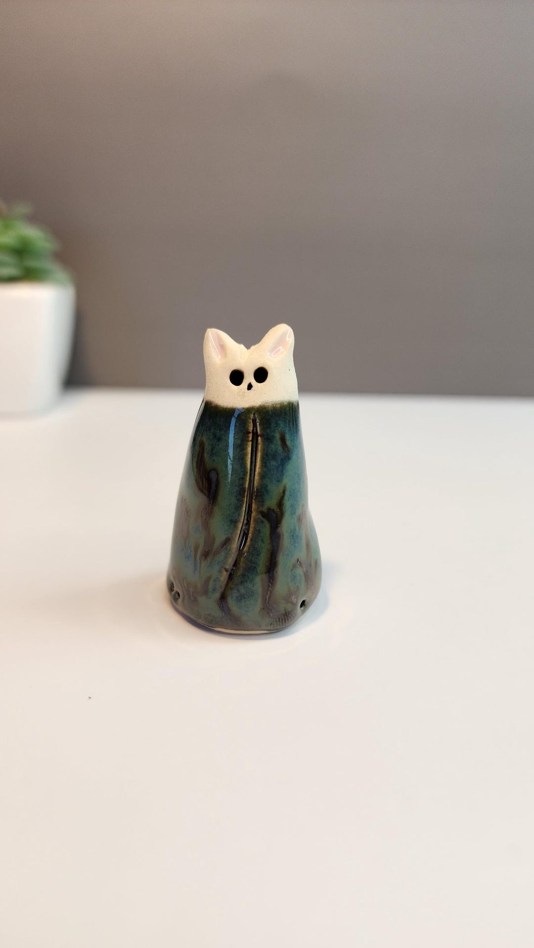Adorable Ceramic Cat Figurine, Sculpture, Cat Pottery Figurine, Ceramic ...
