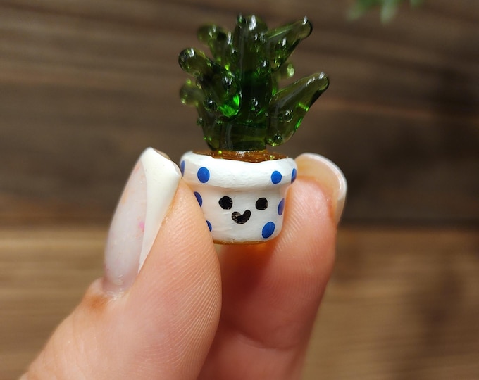 GLASS Plant Buddy, Tiny Gift, Potted Plant, Ceramic Pot, Fairy Garden ...