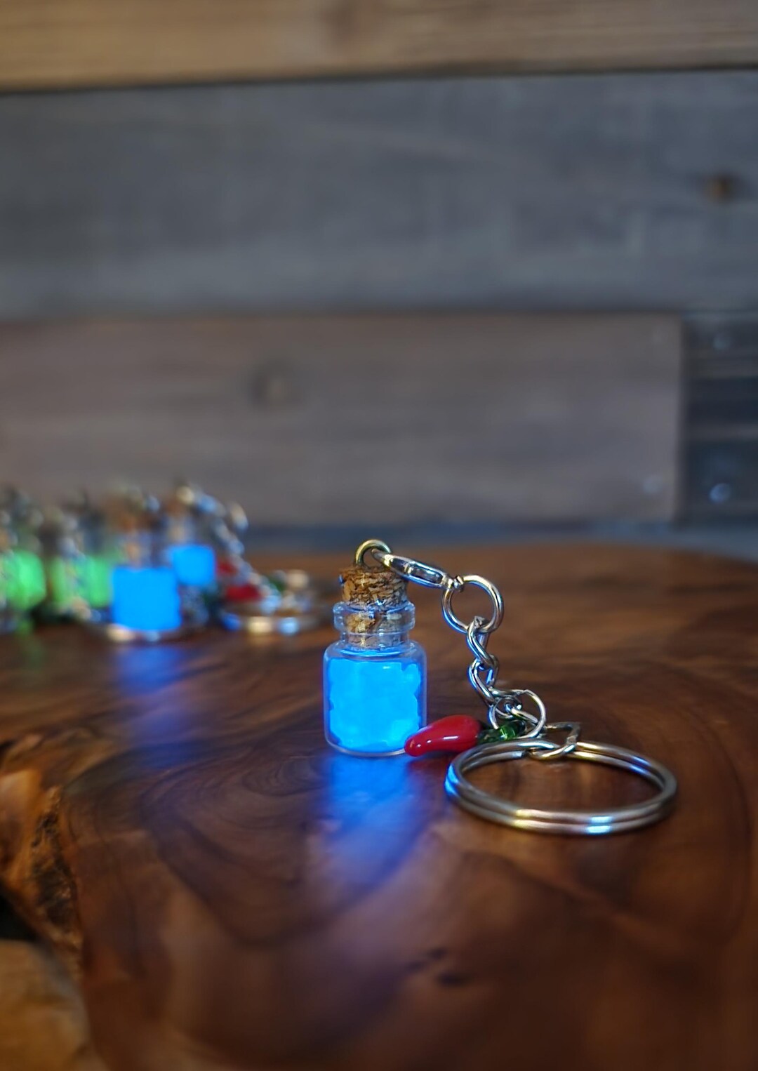 GLOWING Keychain, Glowing Rocks in a Mini Bottle, Unique and Limited ...