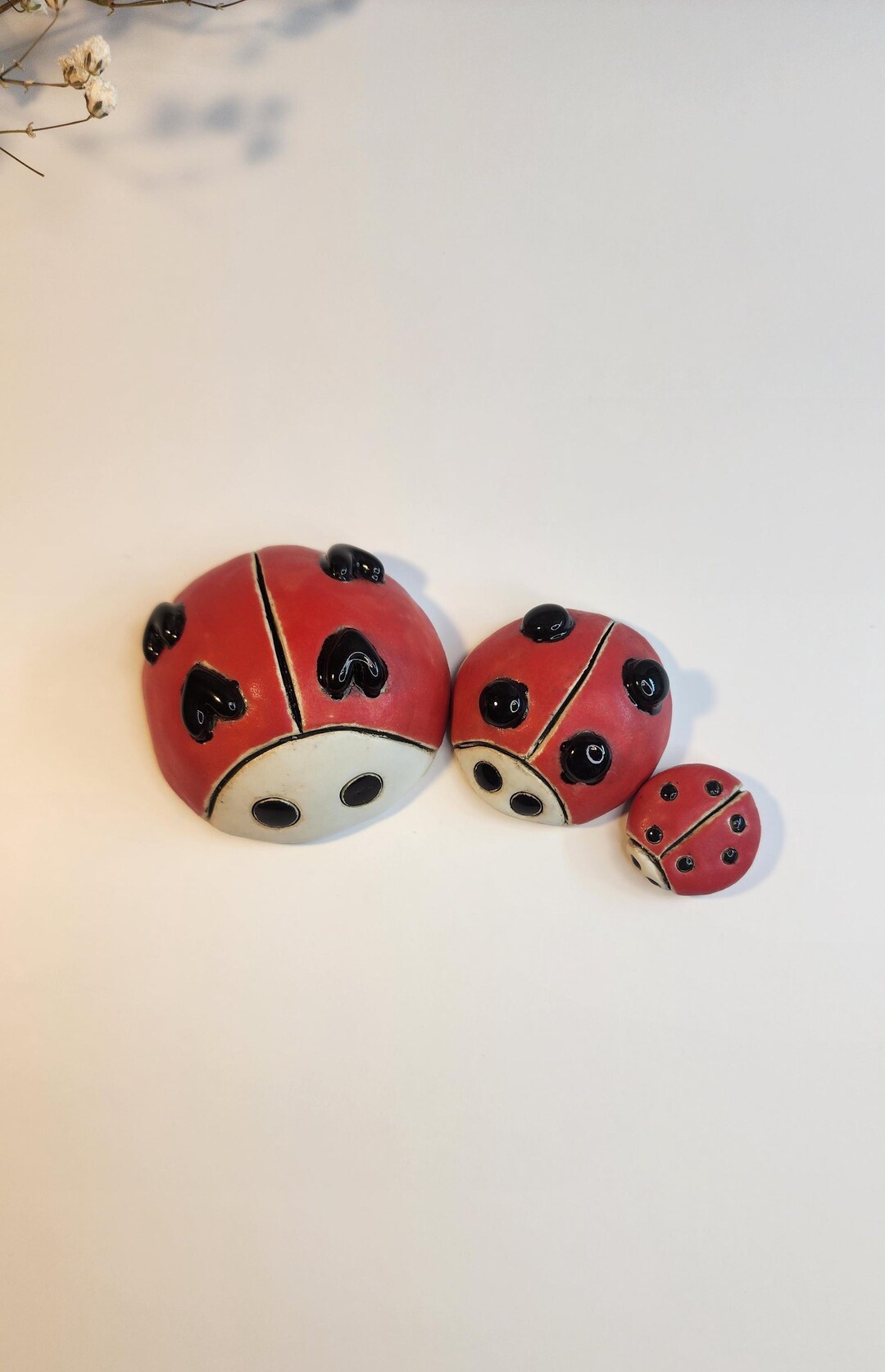 LIMITED Stackable Set of 3 Ceramic Ladybugs Figurines, Desk Decor ...