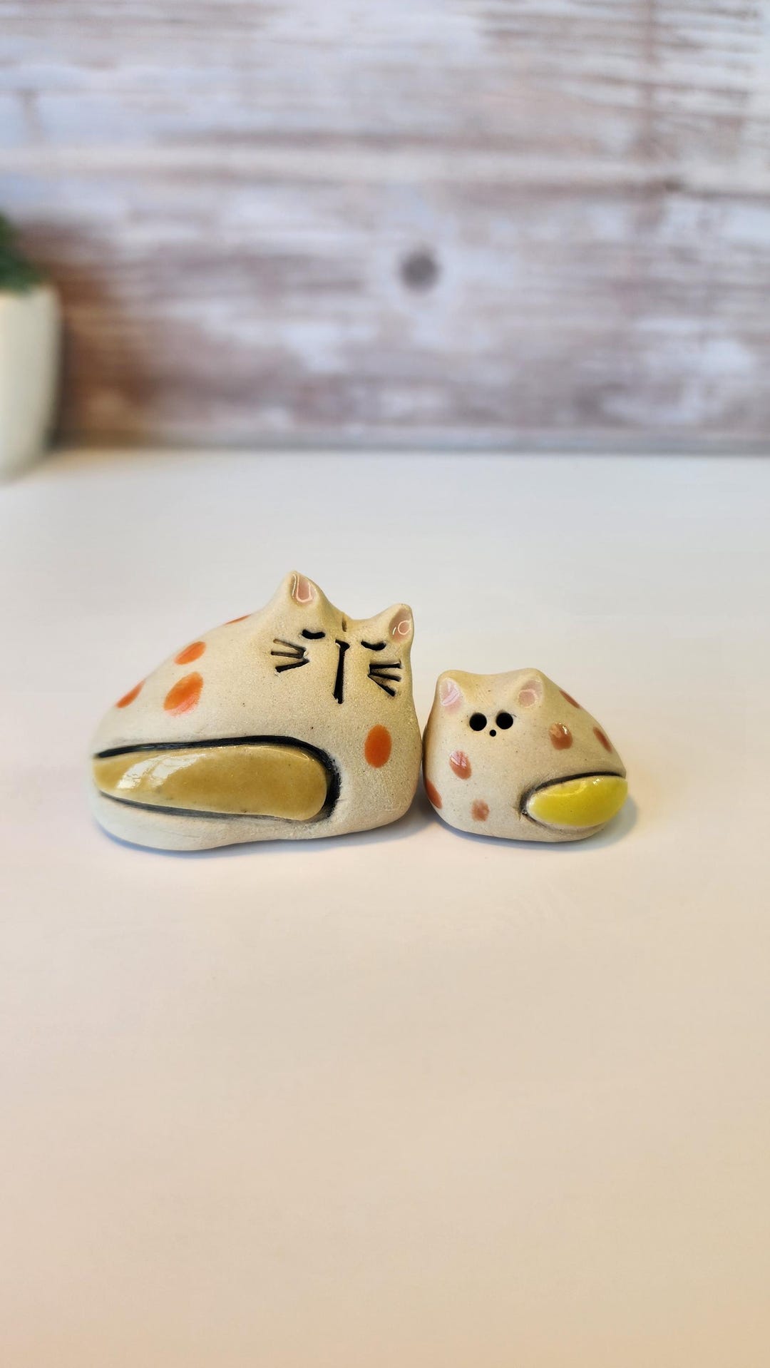 Ceramic Set of Two, KITTENS, Figurine, Sculpture, Cat Pottery Figurine ...