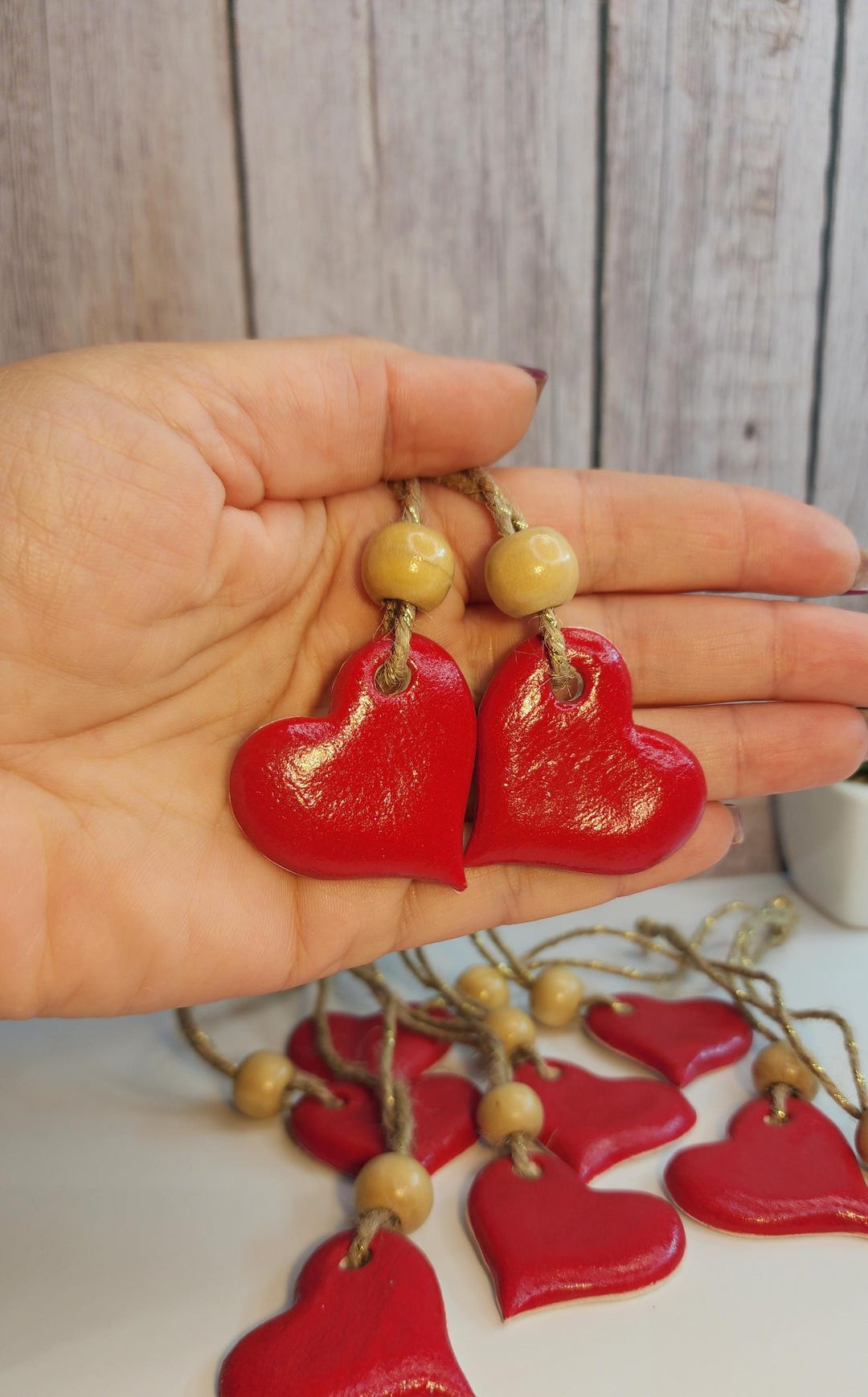 Tiny Ceramic Red Heart Ornament, Pottery Heart, Christmas Ornament ...