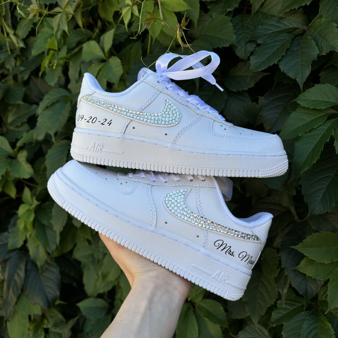 Personalized Rhinestone Sneakers for the Bride / Pearl Crystal Bridal ...