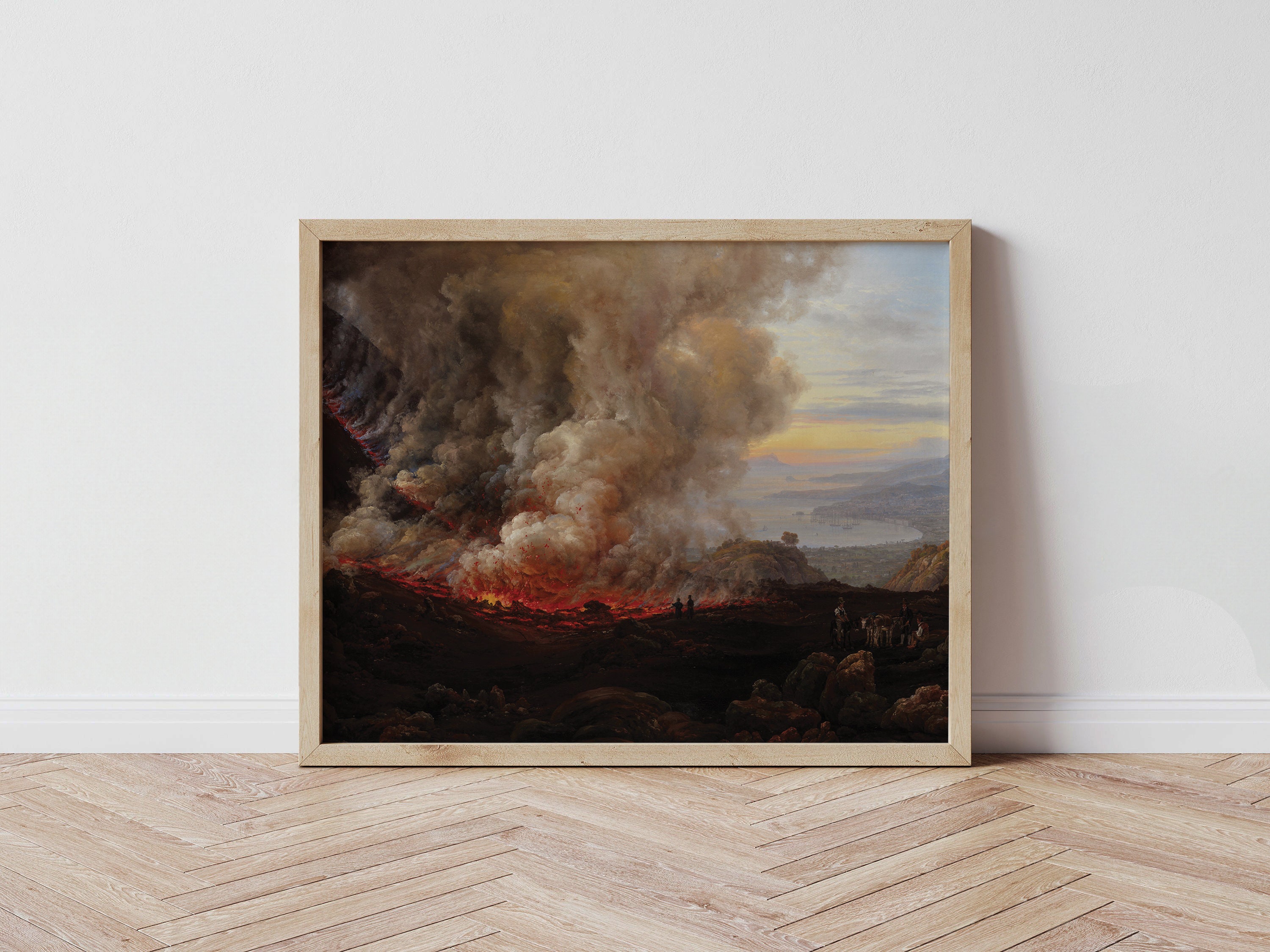 Volcano Eruption | Vintage Natural Oil Painting Volcano Wall Art Forest ...
