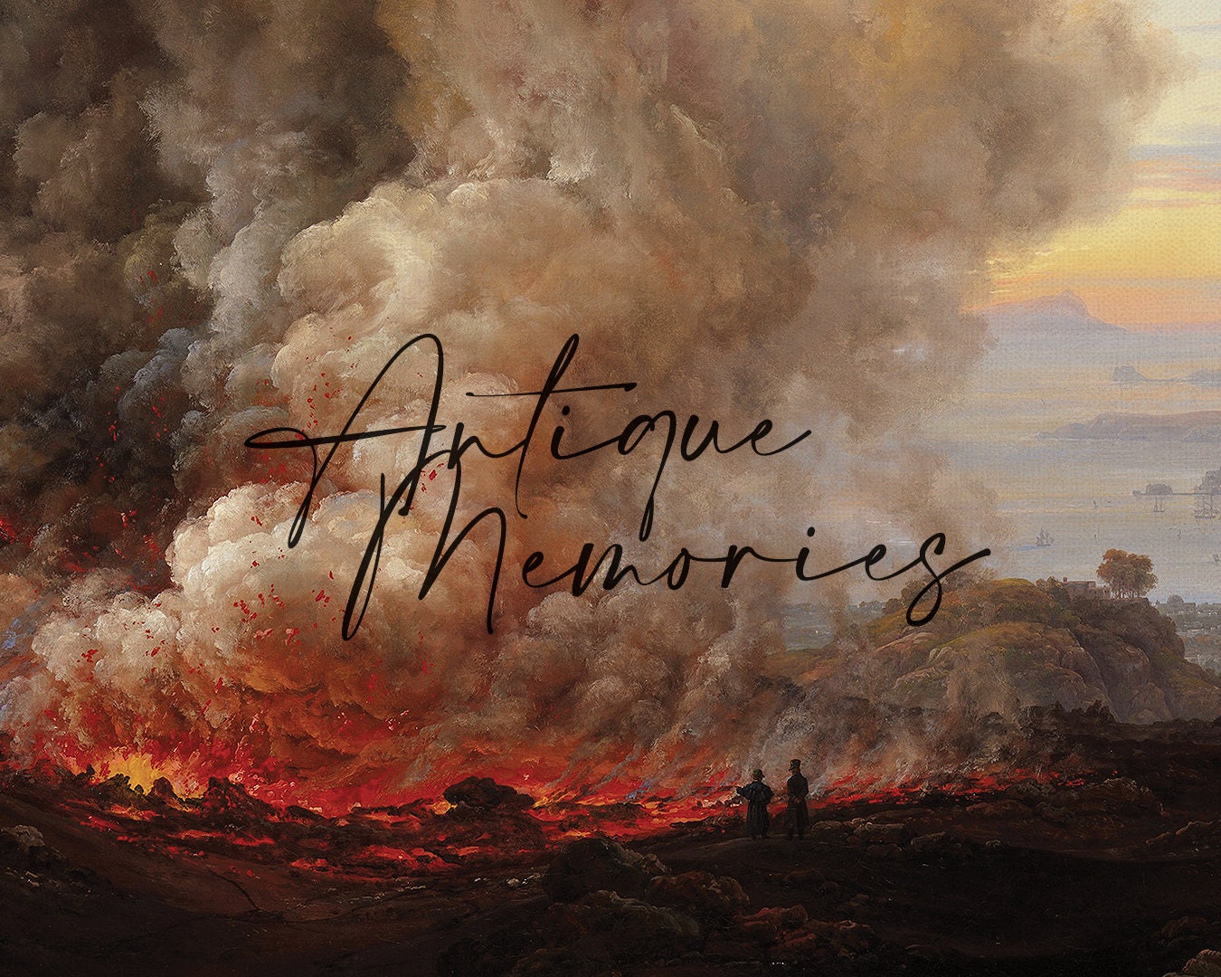 Volcano Eruption Vintage Natural Oil Painting Volcano Wall - Etsy