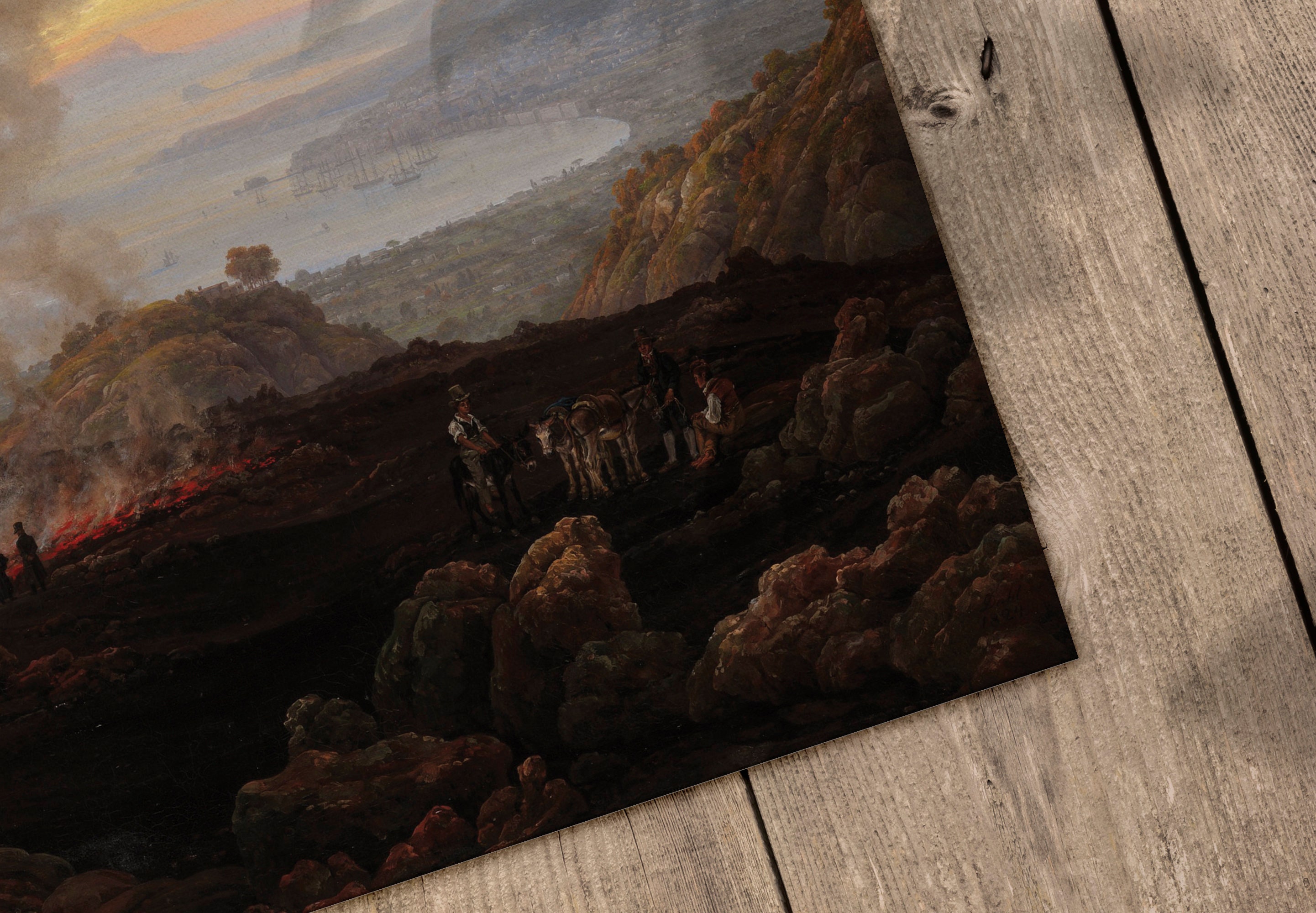 Volcano Eruption | Vintage Natural Oil Painting Volcano Wall Art Forest ...