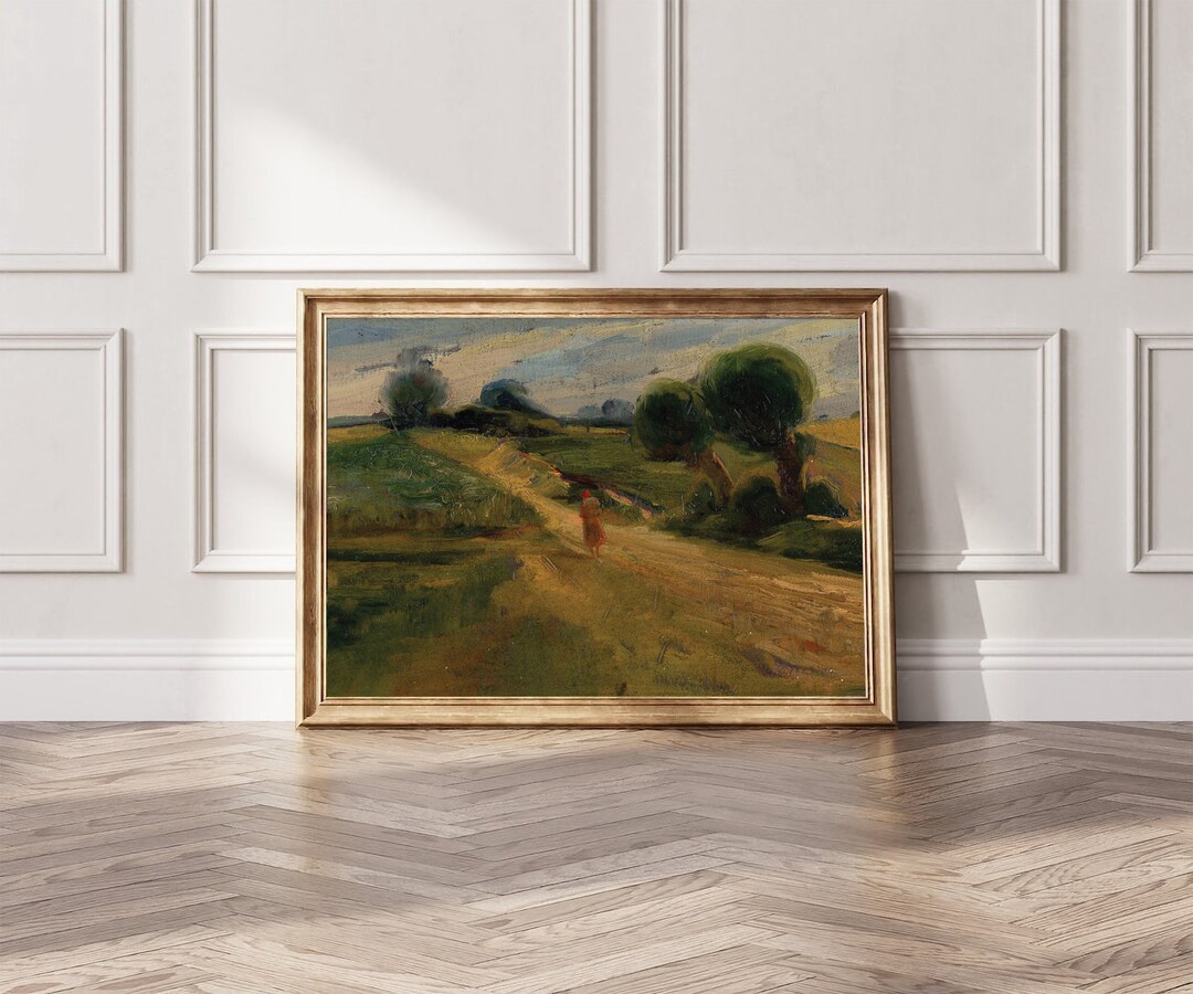 Countryside Walking Path VINTAGE Natural Oil Painting Wall Art Europe ...