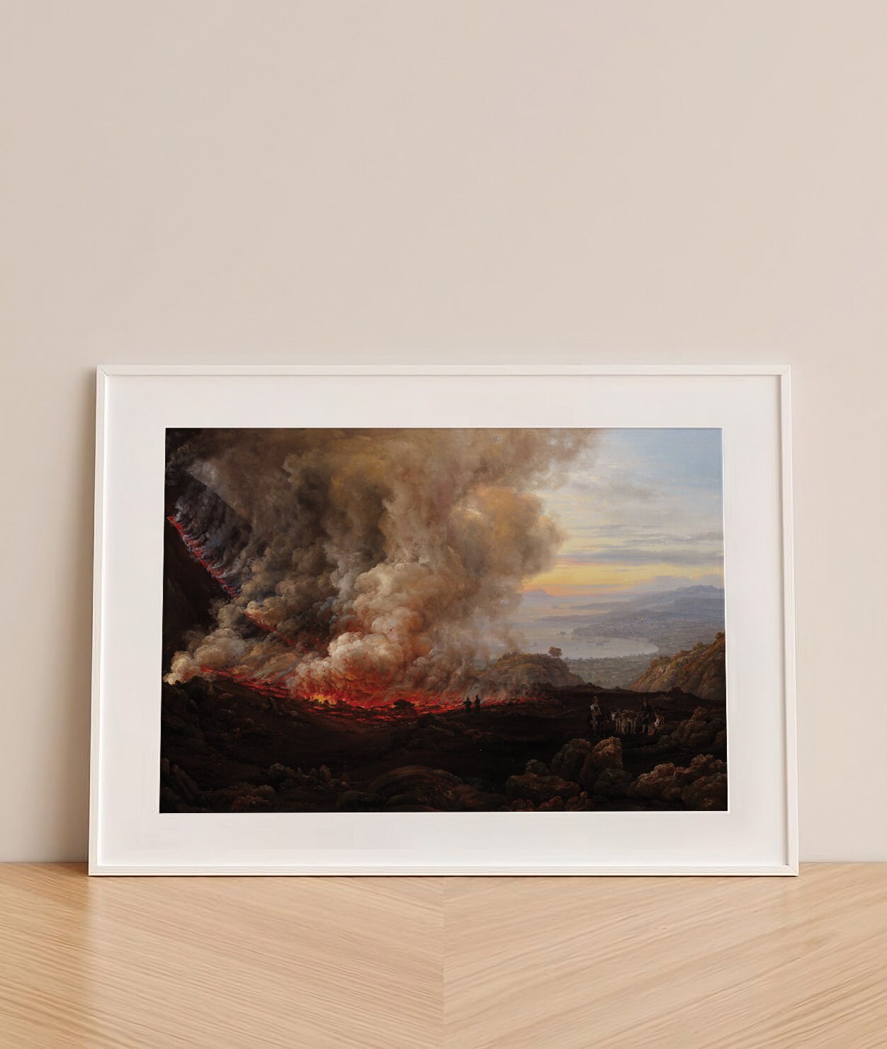Volcano Eruption | Vintage Natural Oil Painting Volcano Wall Art Forest ...