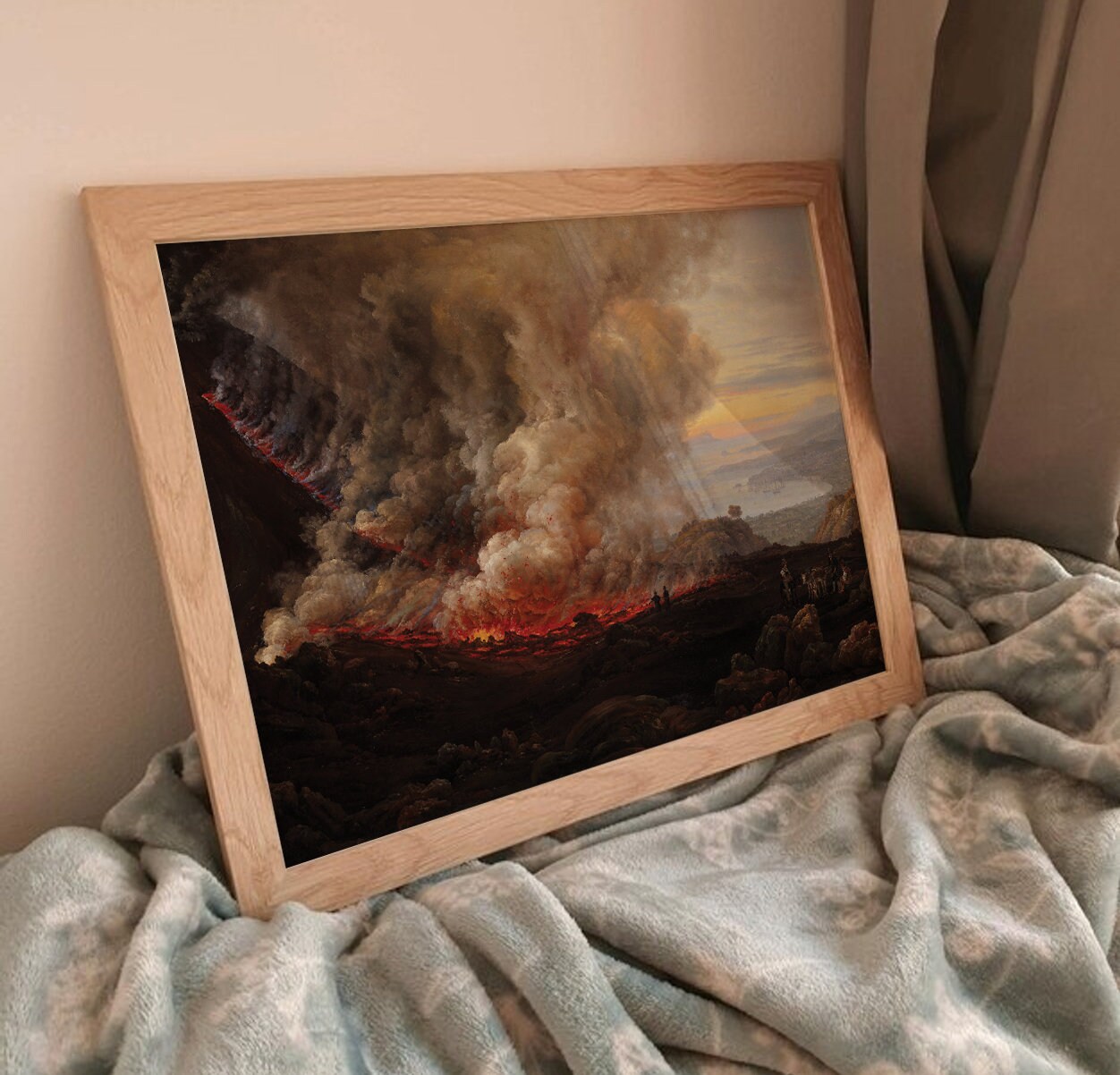Volcano Eruption | Vintage Natural Oil Painting Volcano Wall Art Forest ...