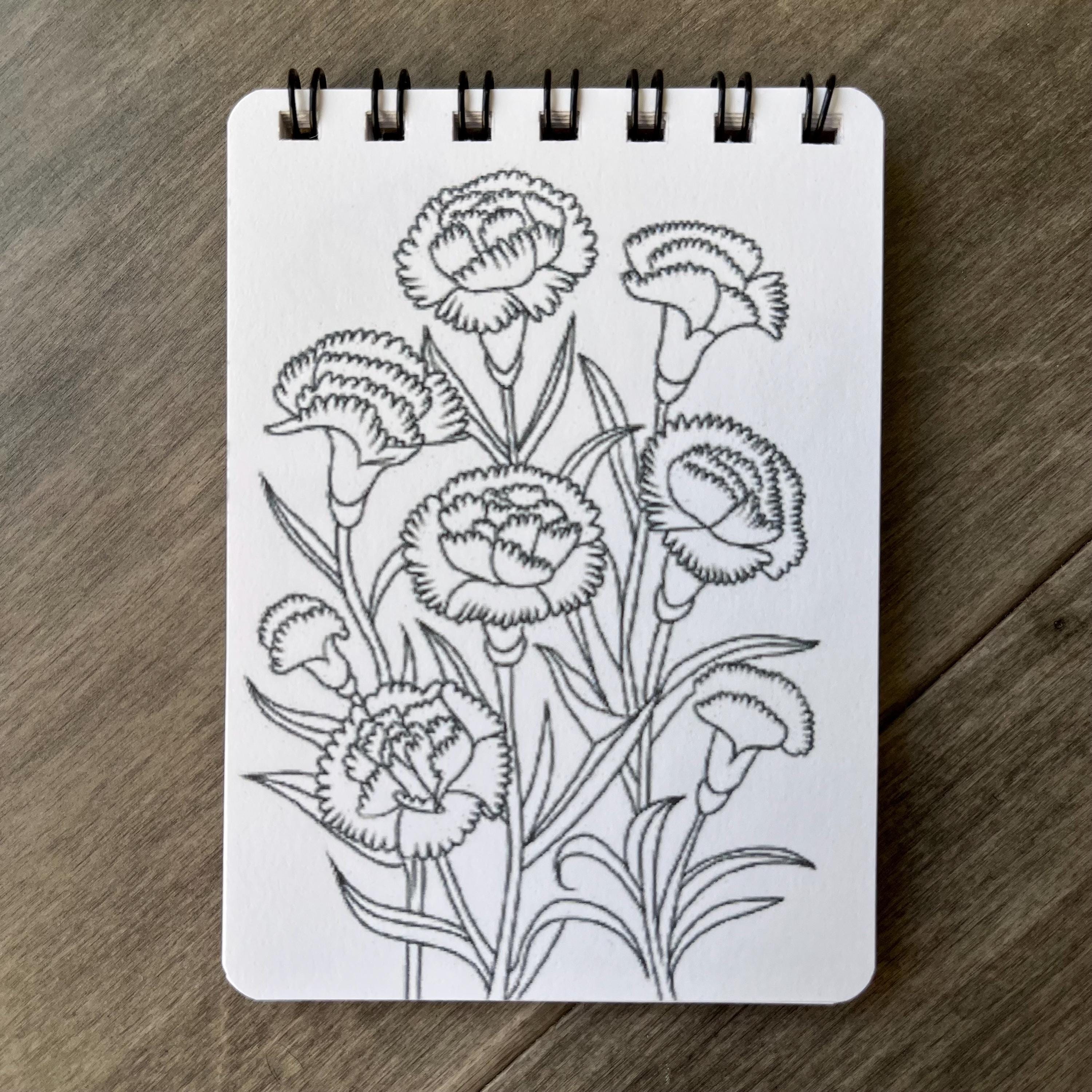 Pocket Coloring Book, Flowers, Coloring Pages, Birthday Gift for Kid ...